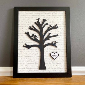 Tree Silhouette With Birds for Newlyweds, Framed Family Tree, Wedding ...