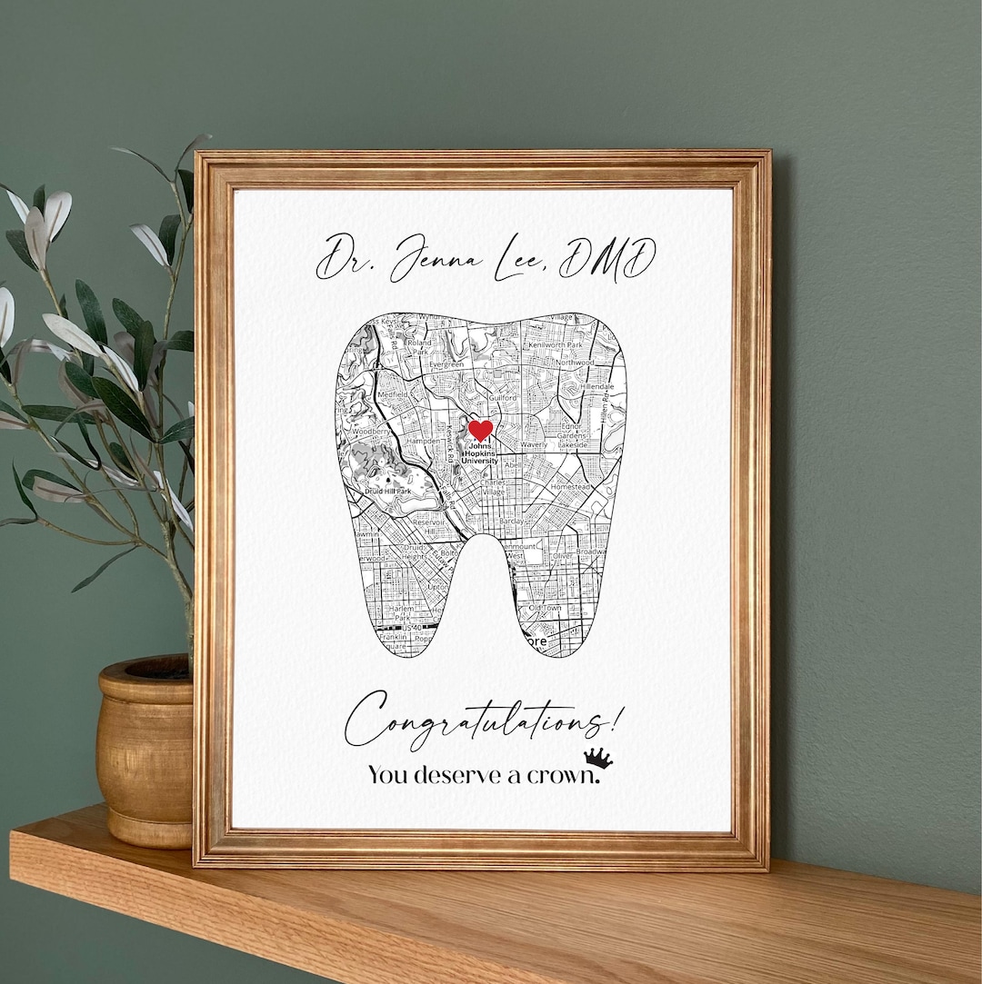 Personalized Tooth Map Print- Dentist of Dental Hygienist Graduation ...