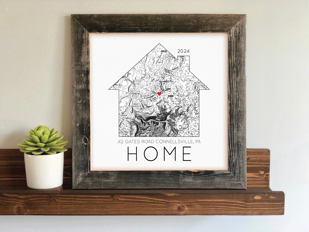 Custom Home Map- First Time Home Buyer, Personalized Housewarming Gift ...