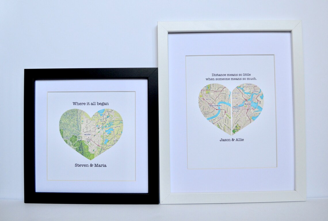 Unique Gift for Couples Map Art Engagement Gift Map Theme - Etsy