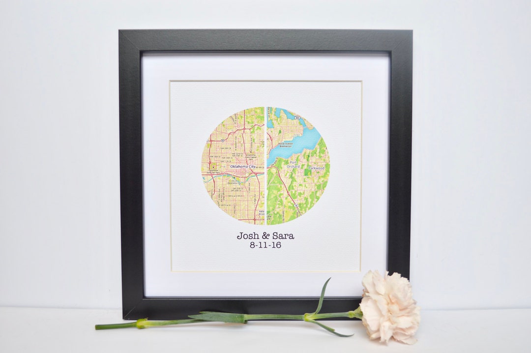 Unique Gift for Couples Map Art, Engagement Gift, Map Theme Wedding ...
