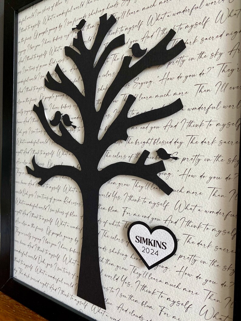 Tree Silhouette With Birds for Newlyweds, Framed Family Tree, Wedding ...