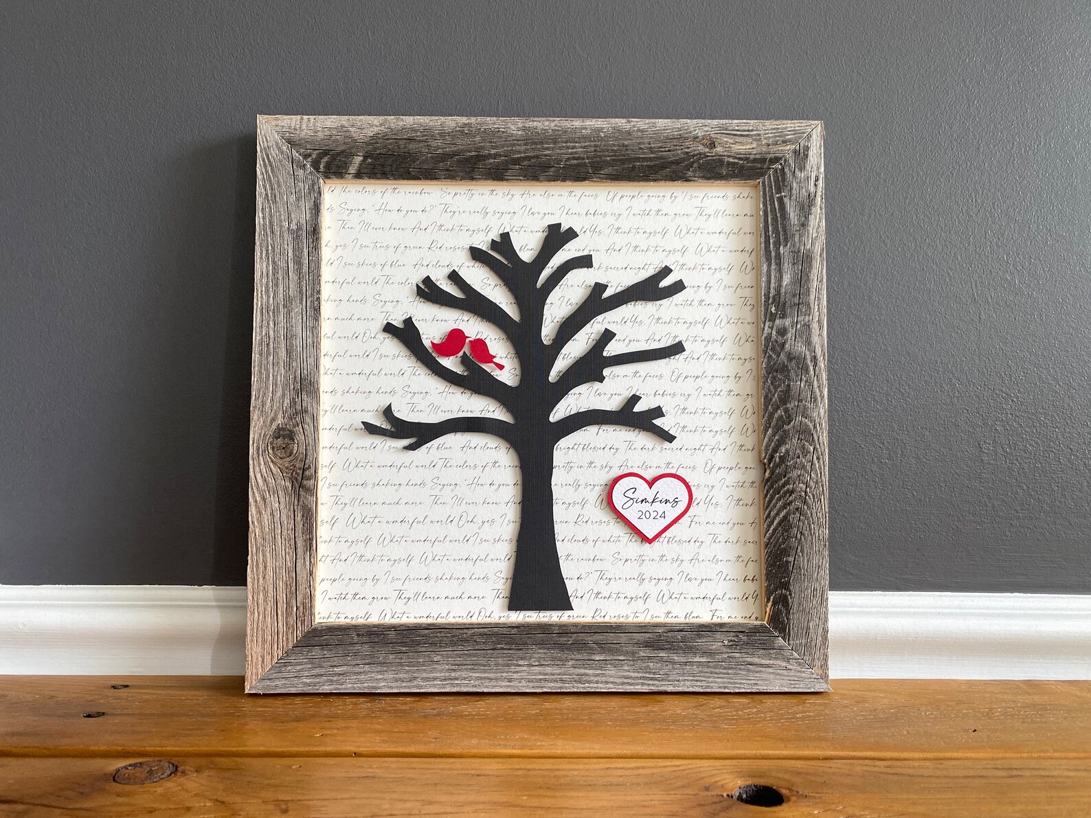 Tree Silhouette With Birds for Newlyweds, Framed Family Tree, Wedding ...