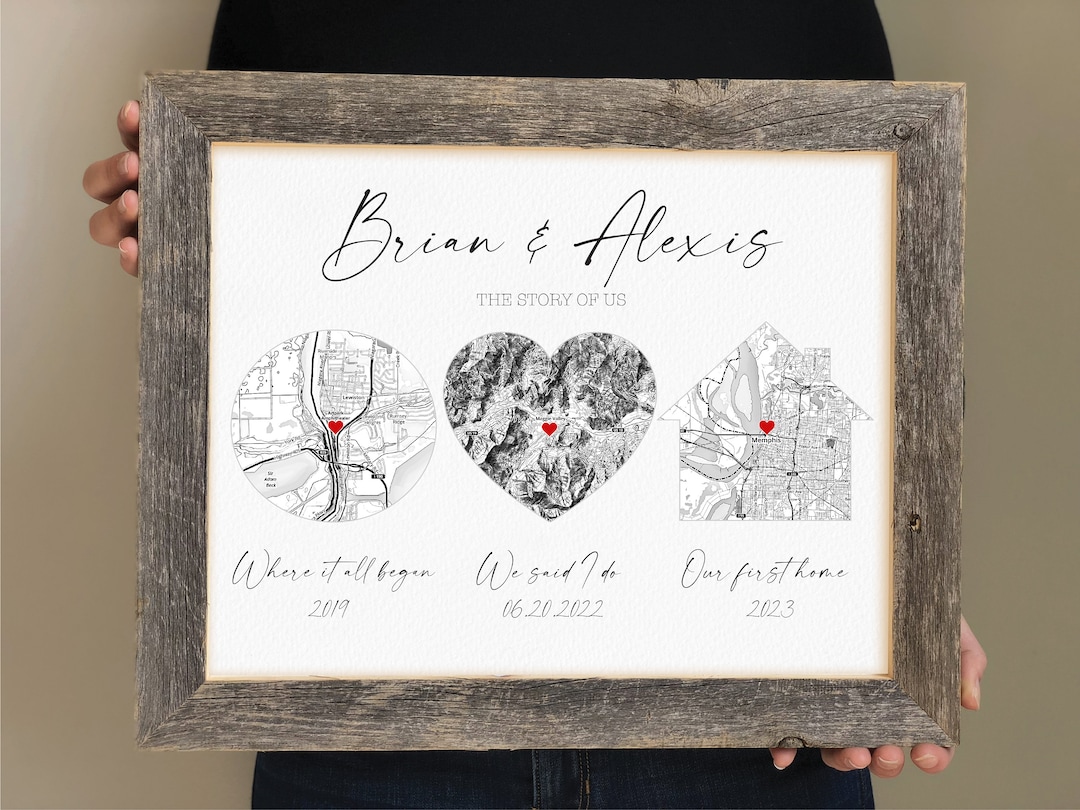 Sentimental Gift for Wife- Maps of Love Story, Valentines Gift for ...
