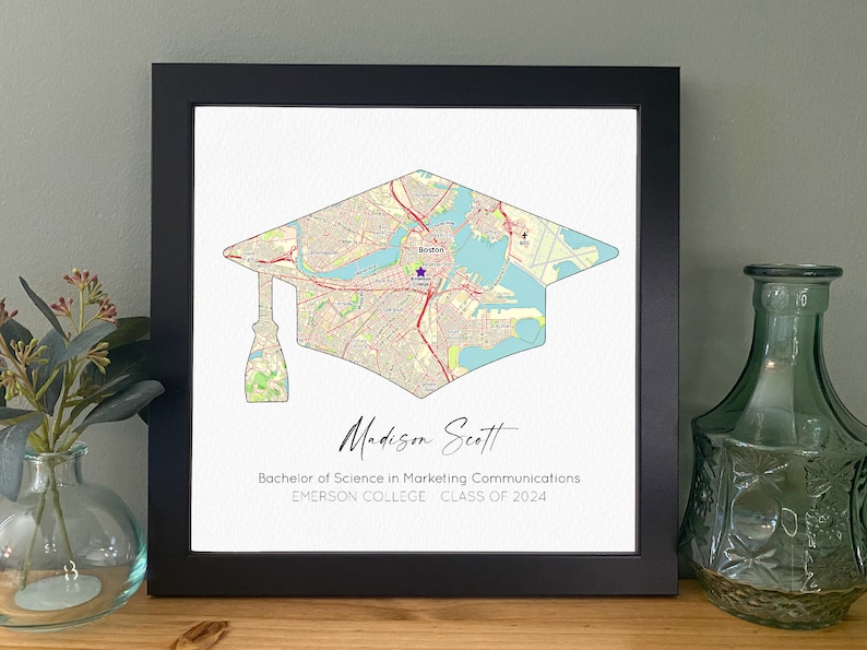 Custom Graduation Print, Personalized Map Graduation Gifts, Uni Wall ...