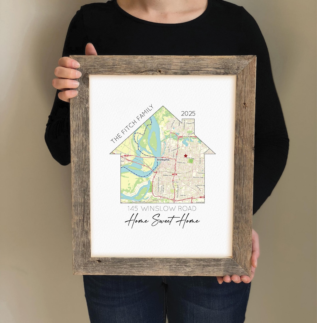 Personalized Housewarming Gift- Address Map for New Home Gift, Modern ...