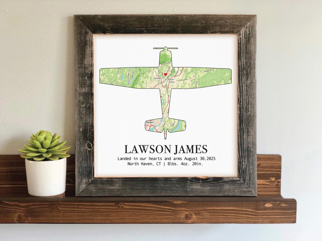 Personalized Baby Birth Map Print- Airplane Shape With Hometown or ...