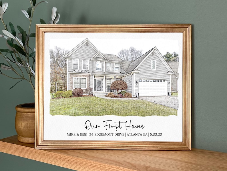 Home Sweet Home Colored Pencil House Sketch- Closing Gift for New ...