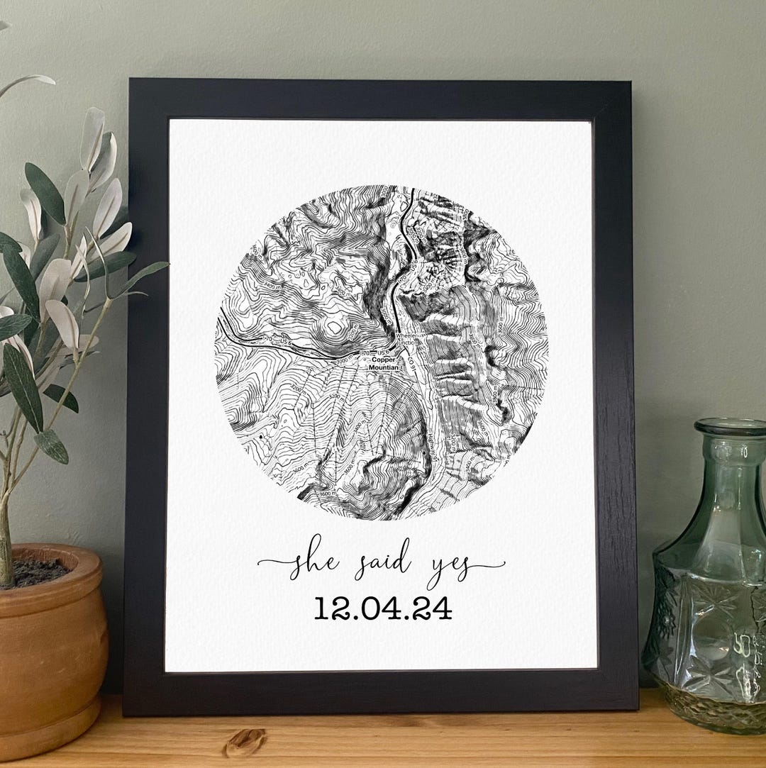 She Said Yes Map Engagement Gift- Personalized Engagement Gift for ...