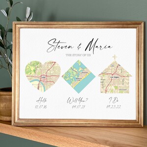 Sentimental Gift for Wife- Maps of Love Story, Valentines Gift for ...
