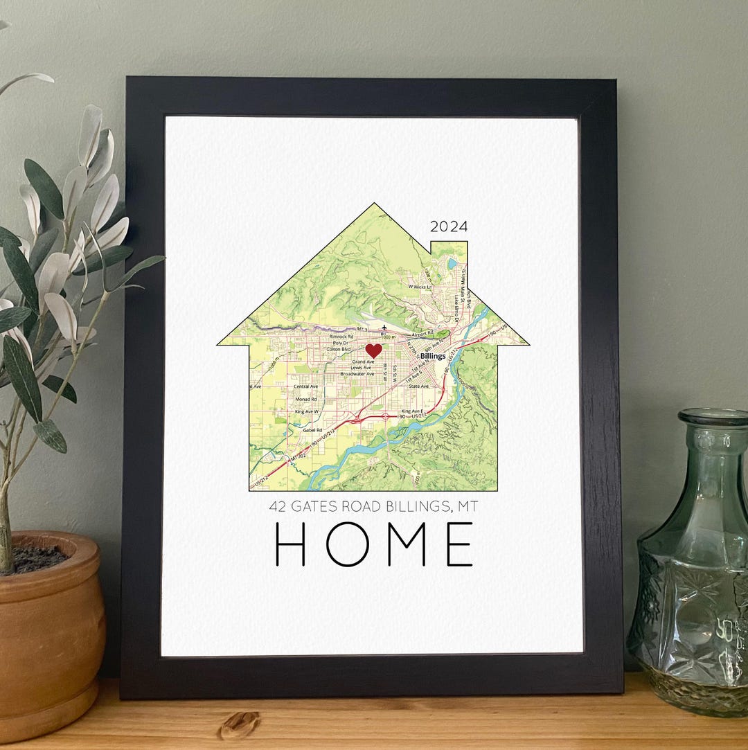 Personalized Map With Heart on Address, Custom Map Housewarming Gifts ...