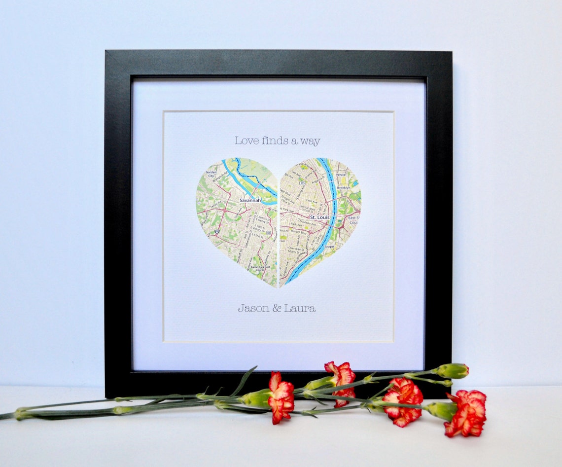Unique Gift for Couples Map Art Engagement Gift Map Theme - Etsy