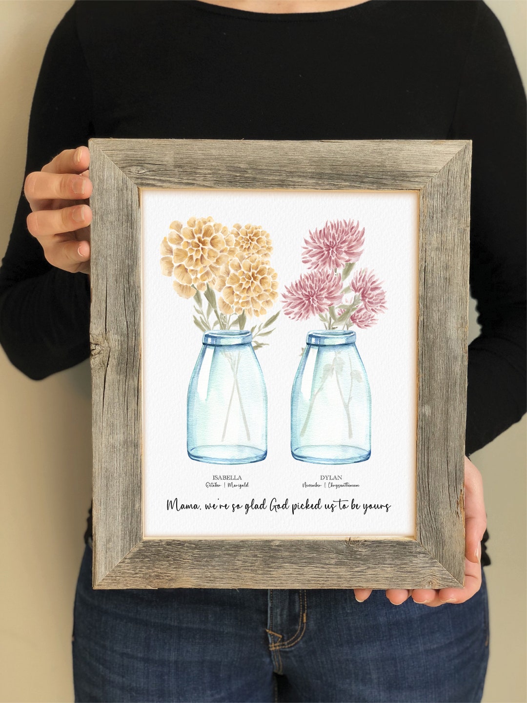 We're so Glad God Picked Us to Be Yours Flower Art Print for Mom- Gifts ...