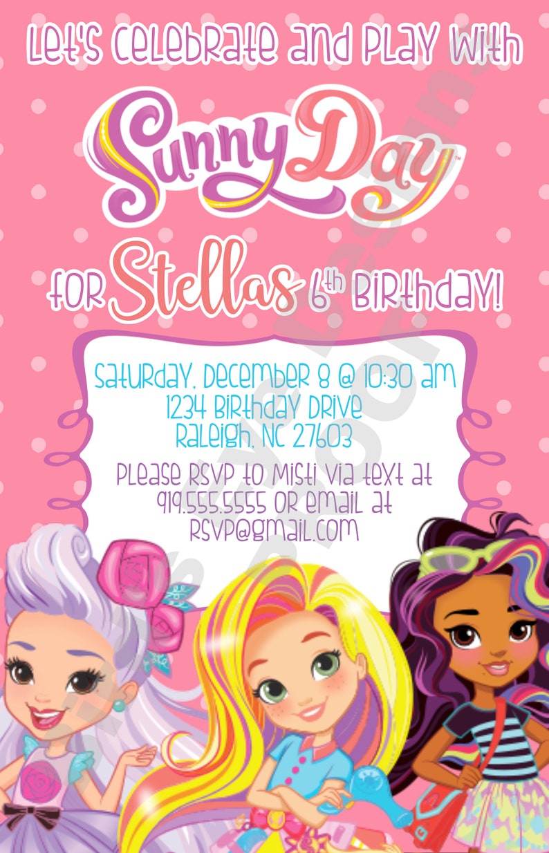 SUNNY DAY Birthday Invitation Printable | Custom Invite | Blair Rox ...