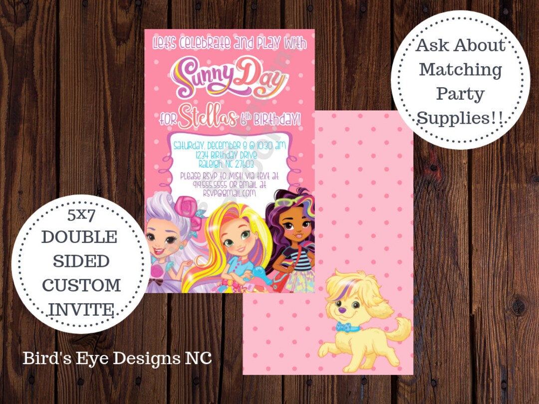 SUNNY DAY Birthday Invitation Printable | Custom Invite | Blair Rox ...
