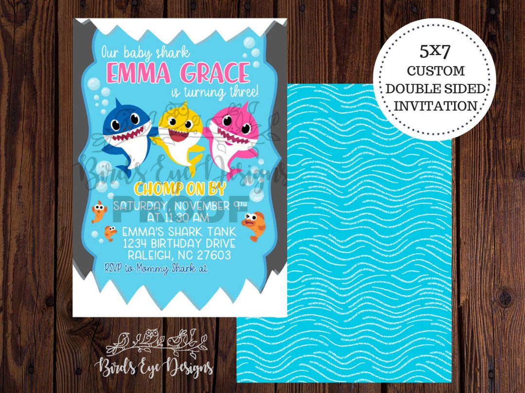 BABY SHARK Birthday Invitation Printable | Custom Invite | Boy or Girl ...