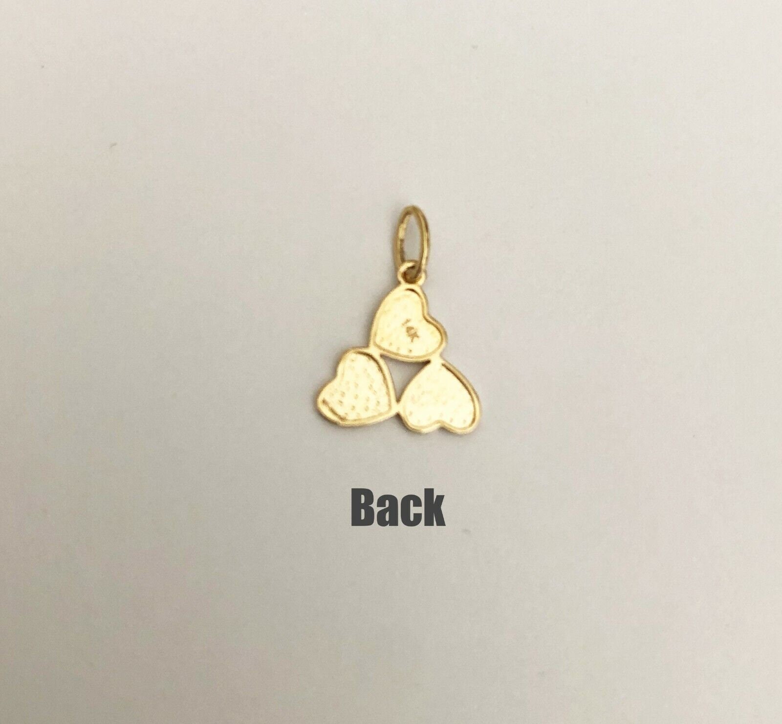 14k Yellow Gold Tiny Triple Heart Charm Pendant - Etsy