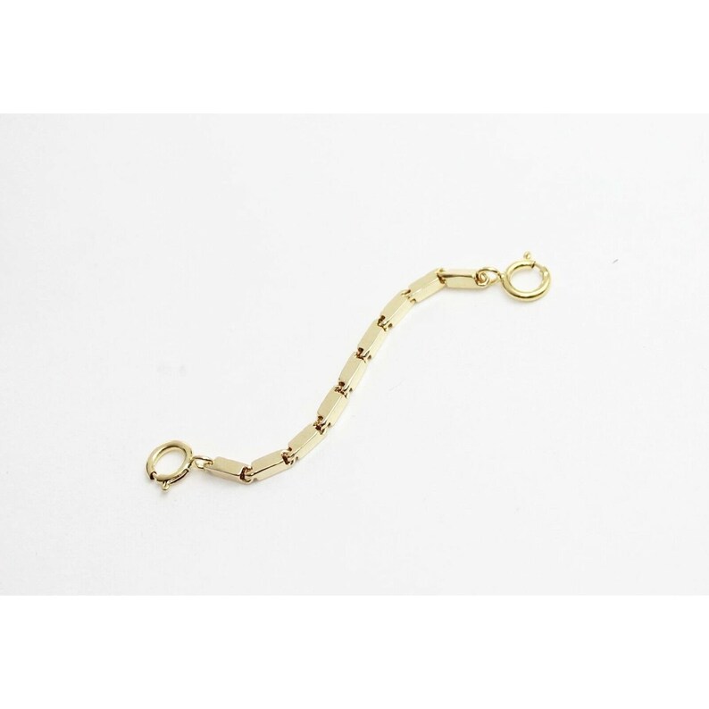 Solid 18k Yellow Gold Box Link Extender Safety Chain Necklace Bracelet ...