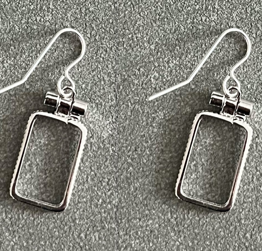 1 Pair Earring Sterling Silver Screw Bezel Frame for 1 Gram Pamp Lady ...