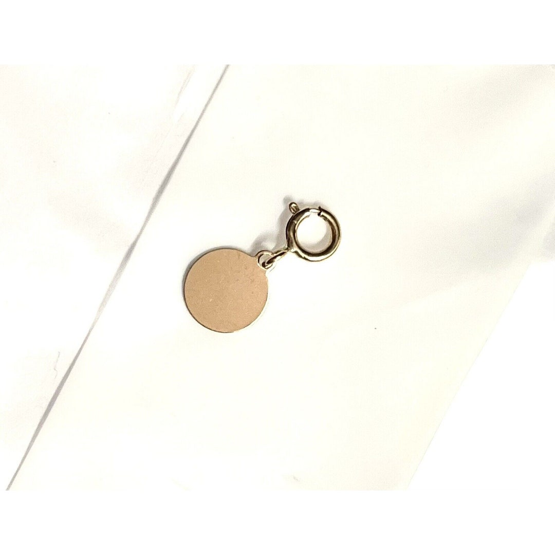 7mm 14k Gold Round Circle Tag Disc Pendant Charm With Lock Clasp - Etsy