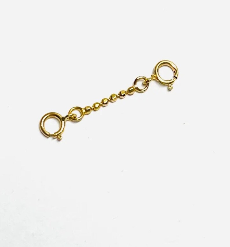 1" 18k Yellow Gold Round Link Extender Safety Bead Chain Necklace ...