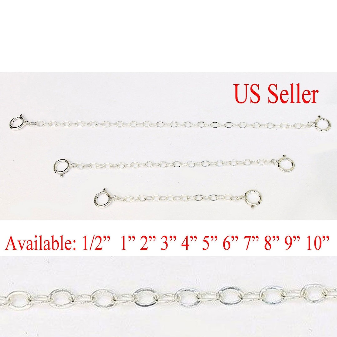 Solid Sterling Silver Extender /safety Chain Necklace Bracelet Spring ...