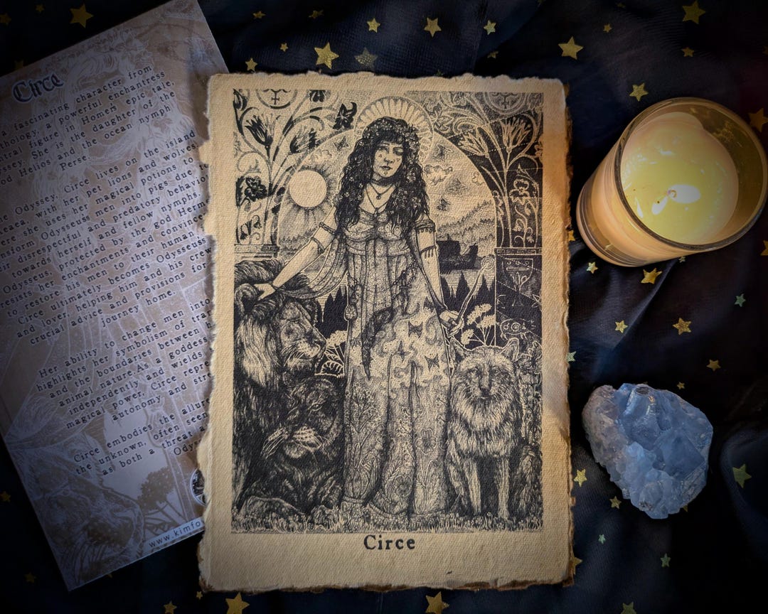 CIRCE Greek Goddess Sorceress Witch Book Plate Illustration Print by ...