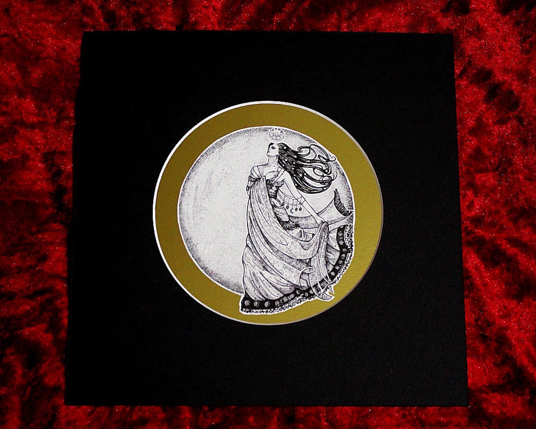 SELENE Moon Goddess 'the Half Moon Phase' Art Nouveau Illustration by ...
