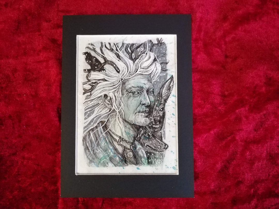ORIGINAL ILLUSTRATION Tilda Swinton as the Cailleach Mounted A6 Pen ...