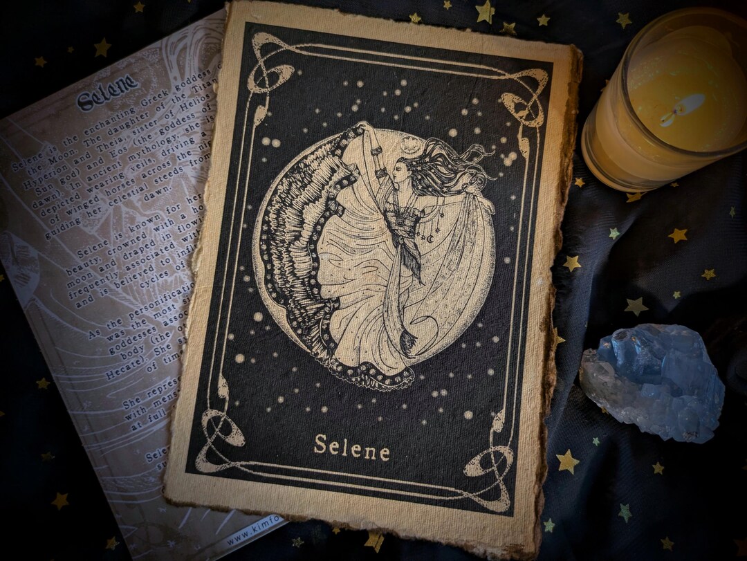 SELENE Greek Goddess of the Moon Witchcraft Wicca Book Plate ...