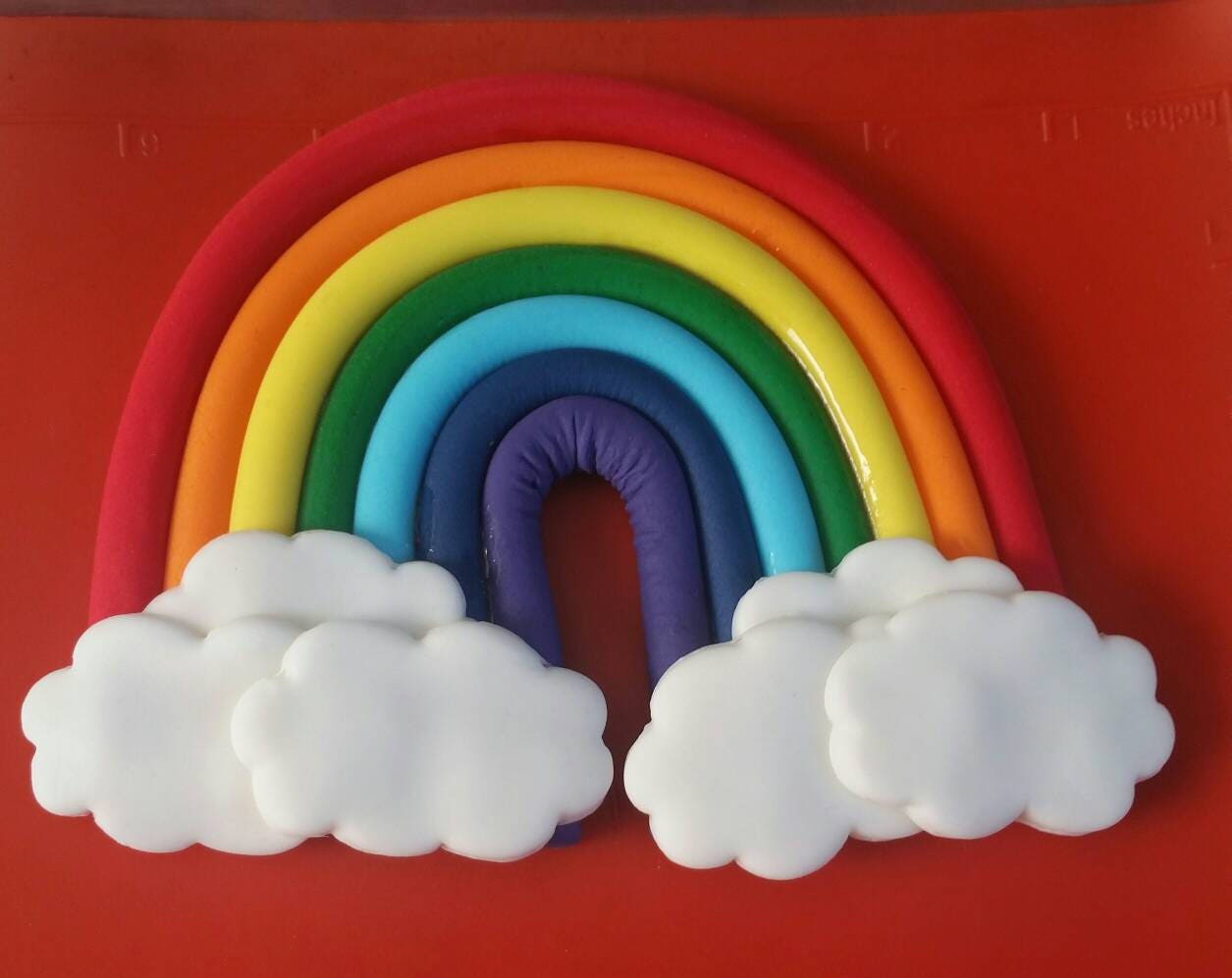 Rainbow Fondant Cake Topper | Etsy