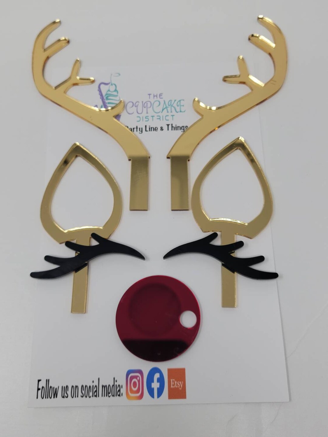 Rudolph Reindeer Face Cake Topper Set - Etsy