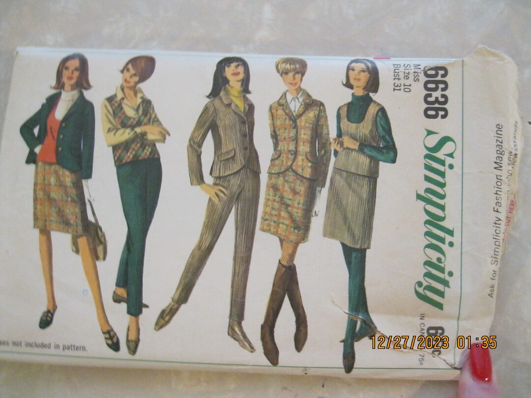 Vintage 1966 Simplicity Pattern 6636 Pants, Top, Skirt-cut Complete - Etsy