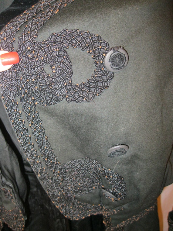 Antique Victorian Wool Jacket Embroidered-Steampunk - Gem