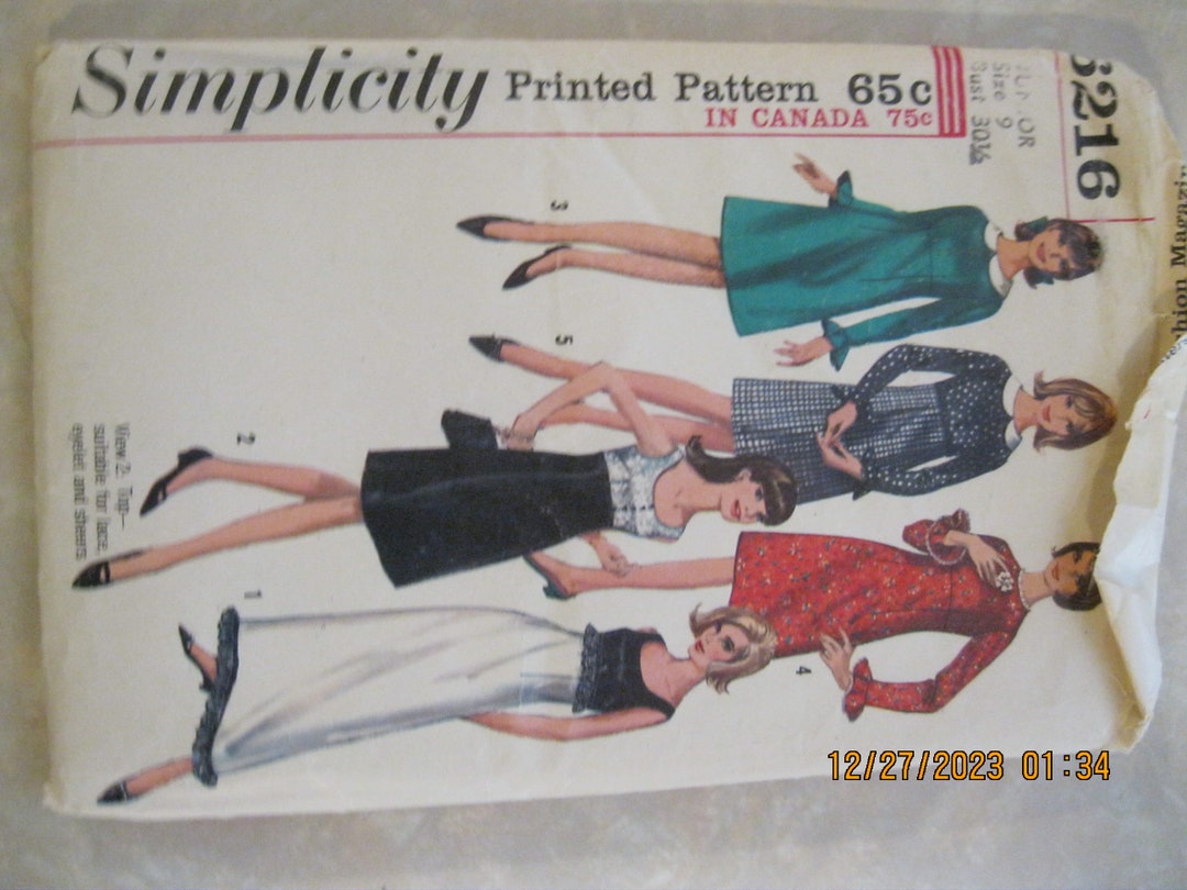 Vintage 1965 Simplicity Pattern 6216 Everyday & Formal Dresses-cut ...