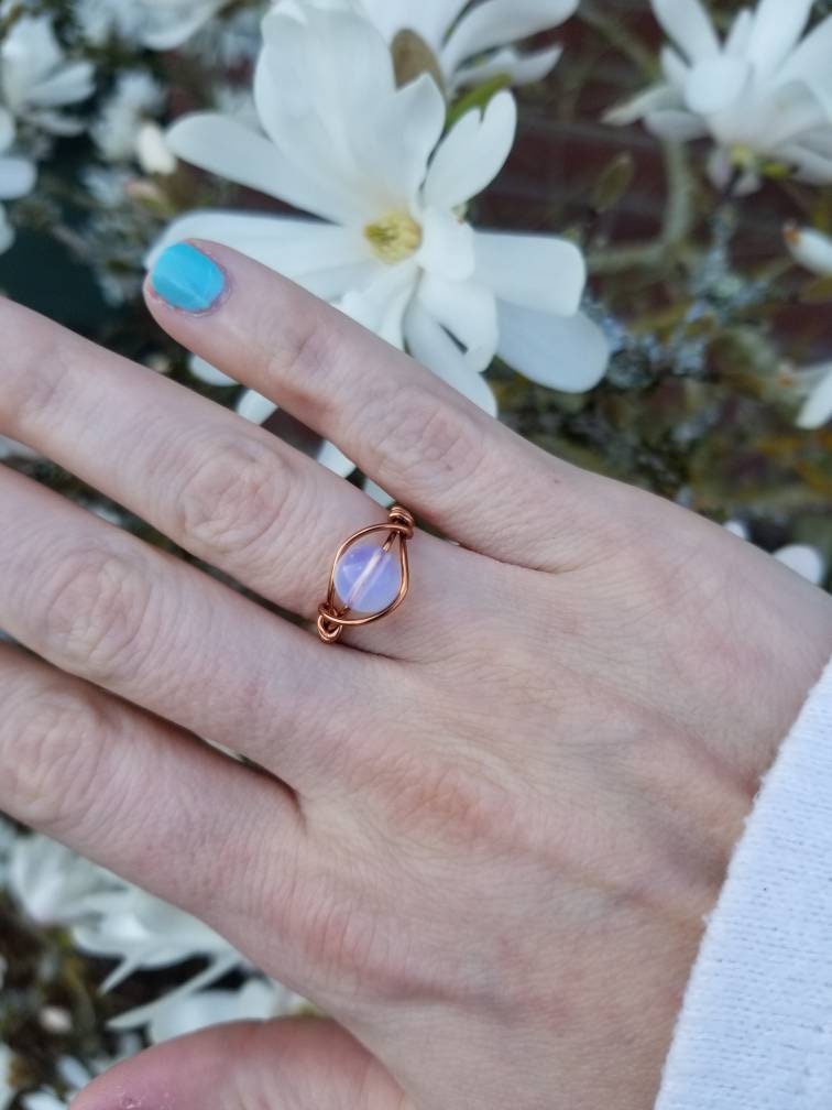 Moonstone wire wrapped ring Crystal Ring Wire Wrapped | Etsy
