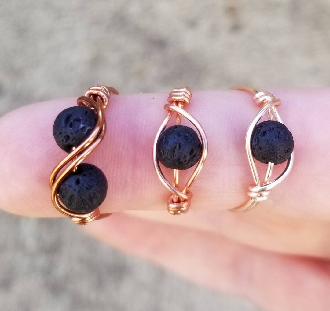 Lava Stone Wire Wrapped Ring, Lava Rock Ring, Wire Wrapped Gemstone ...