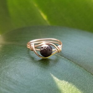 Lava Stone Wire Wrapped Ring, Lava Rock Ring, Wire Wrapped Gemstone, Boho Ring - Etsy