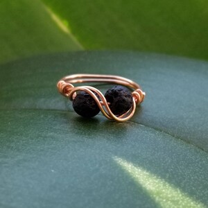 Lava Stone Wire Wrapped Ring, Lava Rock Ring, Wire Wrapped Gemstone, Boho Ring - Etsy