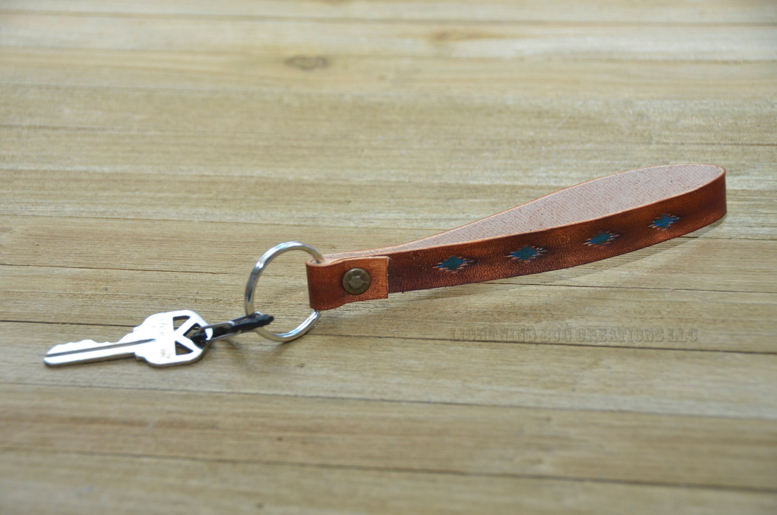 Western Mini Tooled Leather Lanyard Keychain / Short Leather Key Fob - Etsy