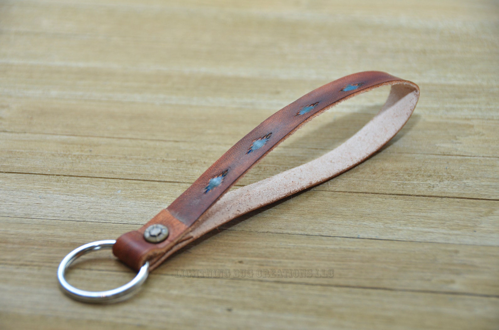 Western Mini Tooled Leather Lanyard Keychain / Short Leather Key Fob - Etsy