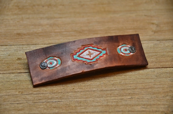 Leather Barrette / Leather Hair Accessories / Leather Hair | Etsy