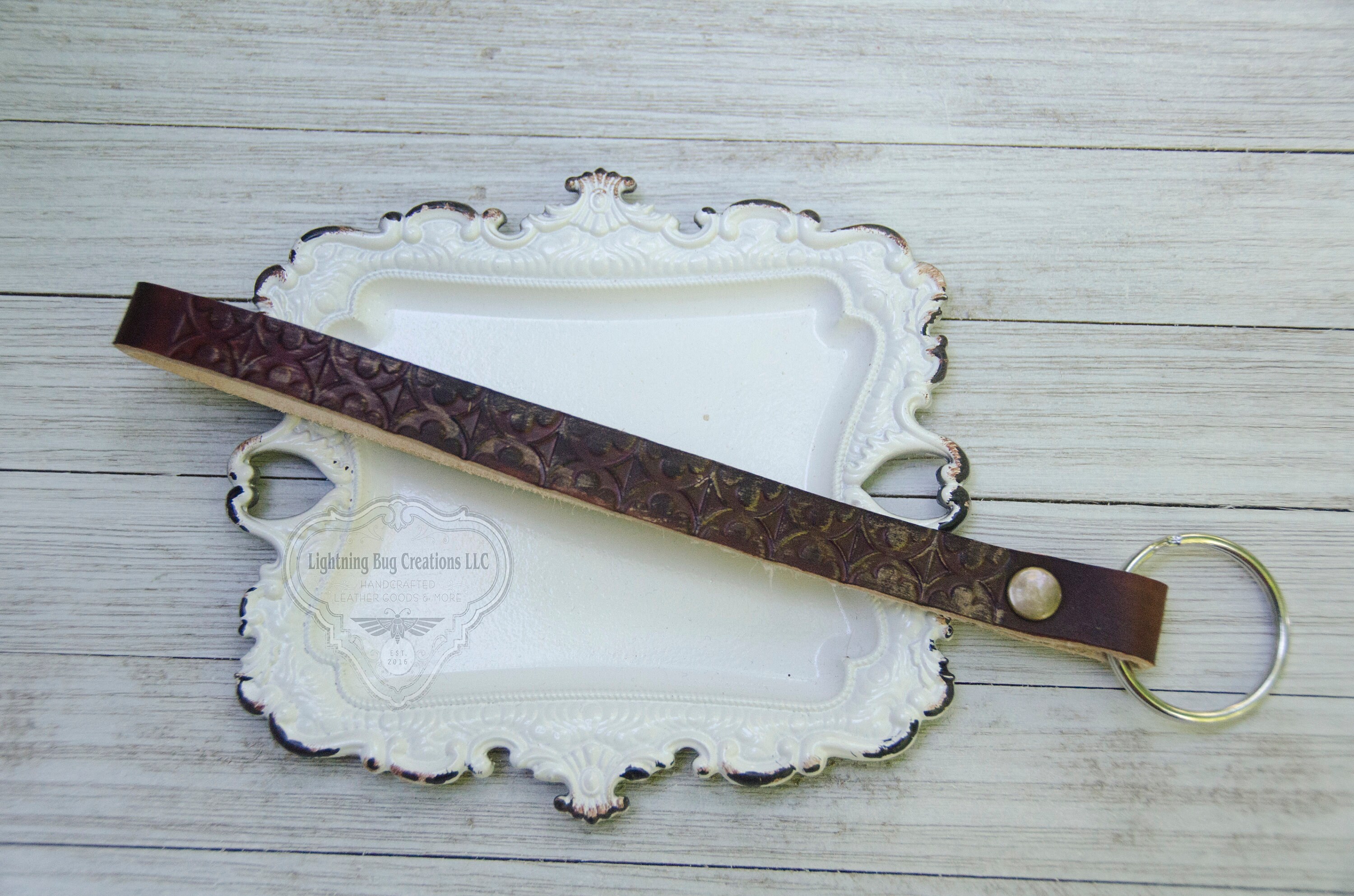 Gothic Mini Tooled Leather Lanyard Keychain / Short Leather Key Fob - Etsy