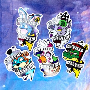 Glamrock Lover Tattoo Vinyl Stickers Set of 5 Freddy Chica Roxy Monty ...