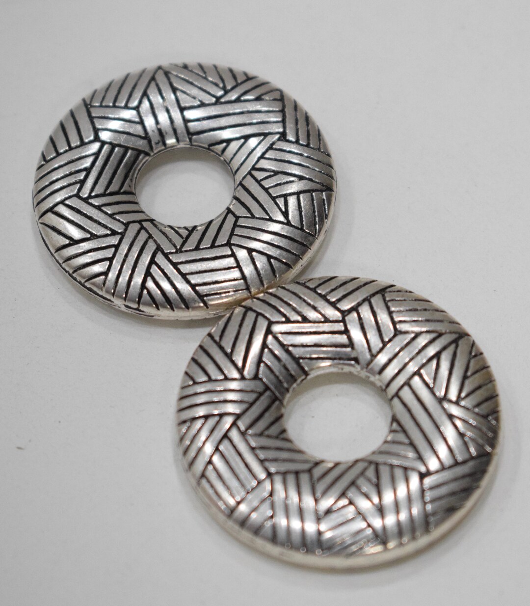 Beads Silver Plated Etched Donut Beads 38mm - Etsy