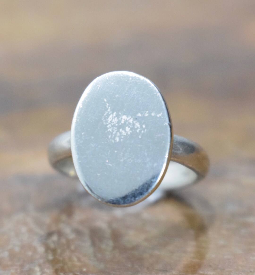 Ring Sterling Silver Oval Initial Ring - Etsy