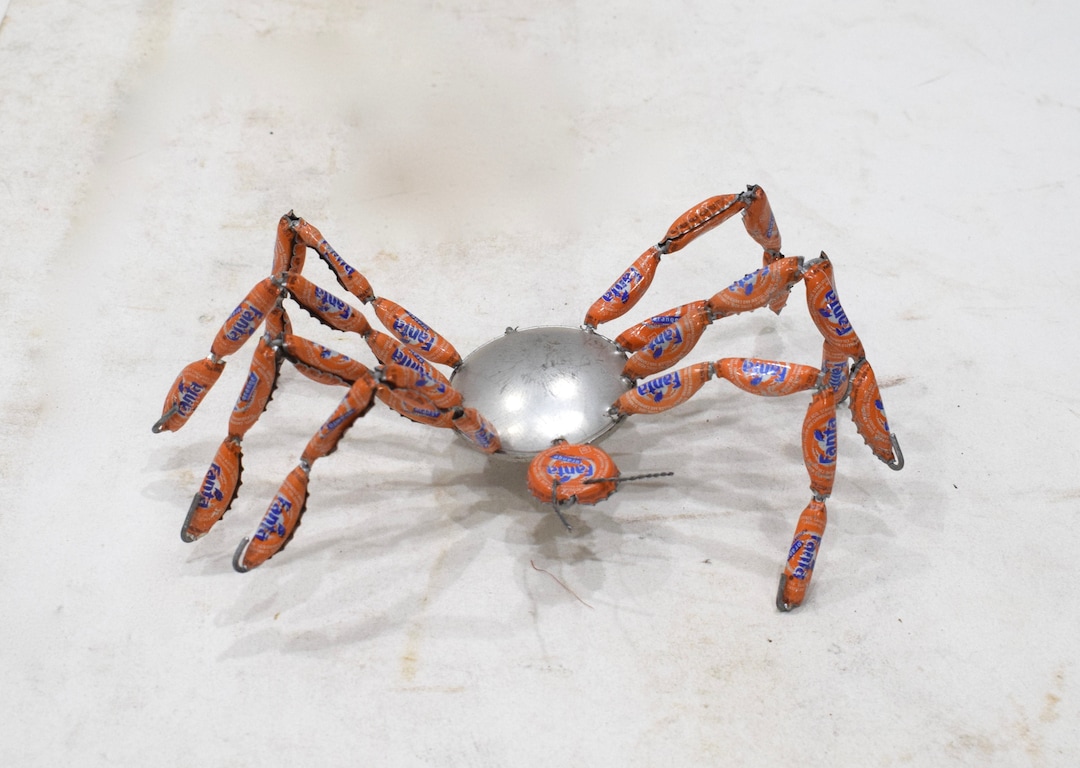 African Red and Orange Recycled Fanta Coke Bottle Cap Spider - Etsy