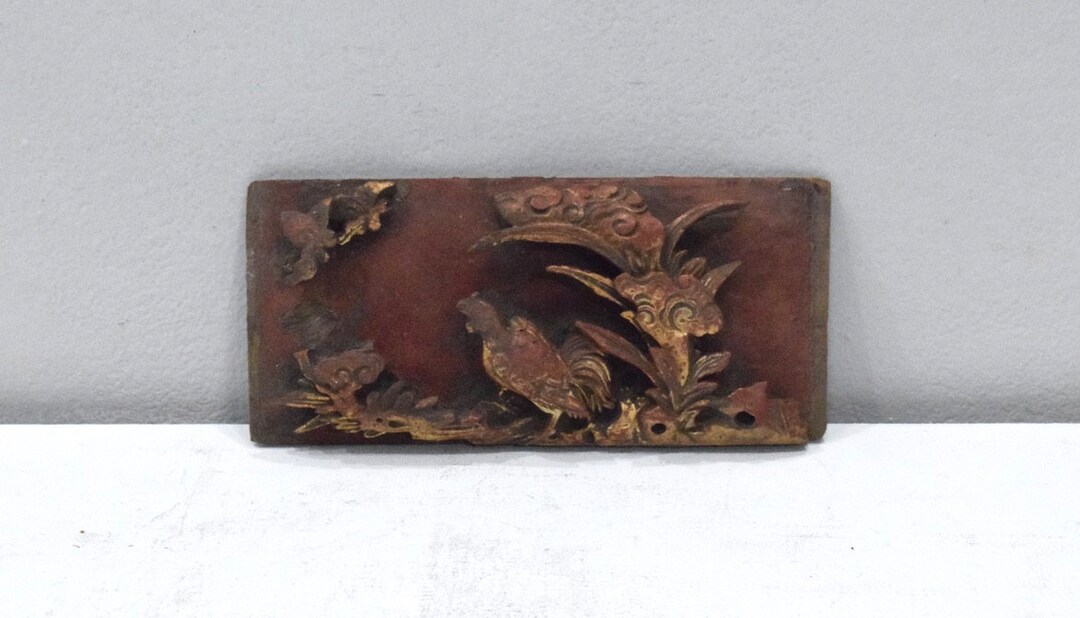 Chinese Carved Wood Gold Leaf Panel - Etsy