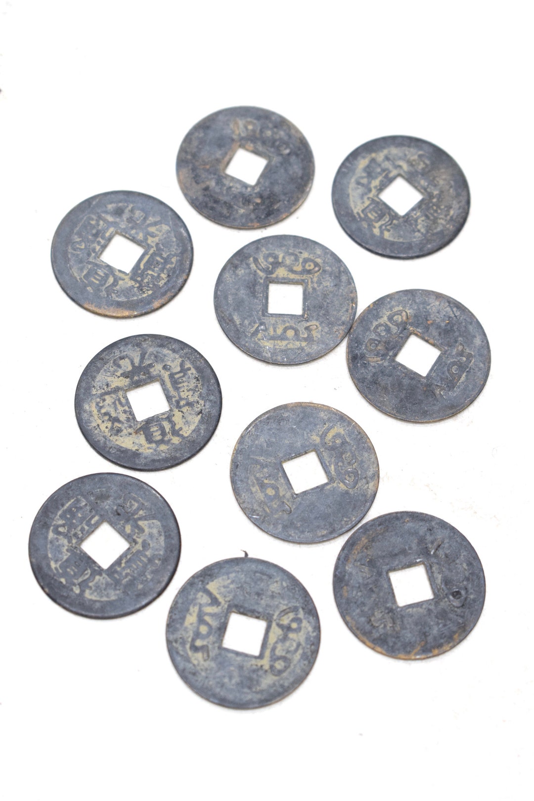 Beads Chinese I Ching Silver Good Luck Coins 24mm - Etsy
