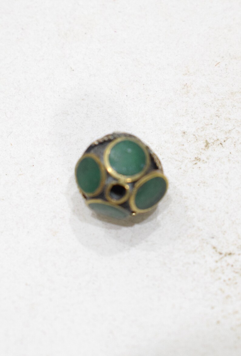 Beads Middle Eastern Green Stone Brass Oval Beads 15mm | Etsy